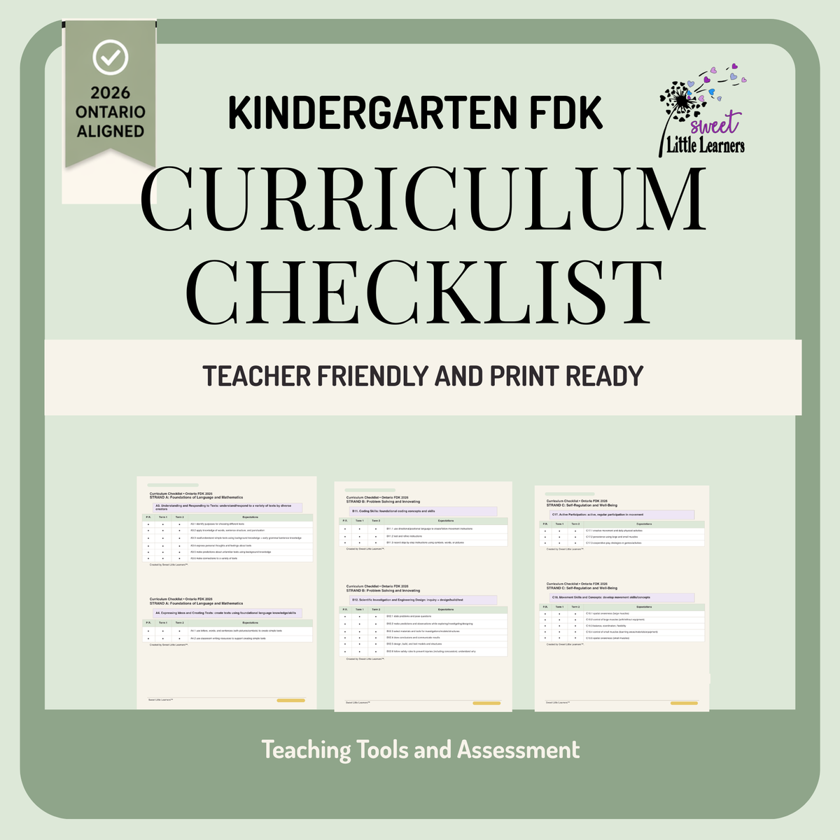Ontario FDK 2026 Expectations Checklist + Tracking (Kindergarten ...