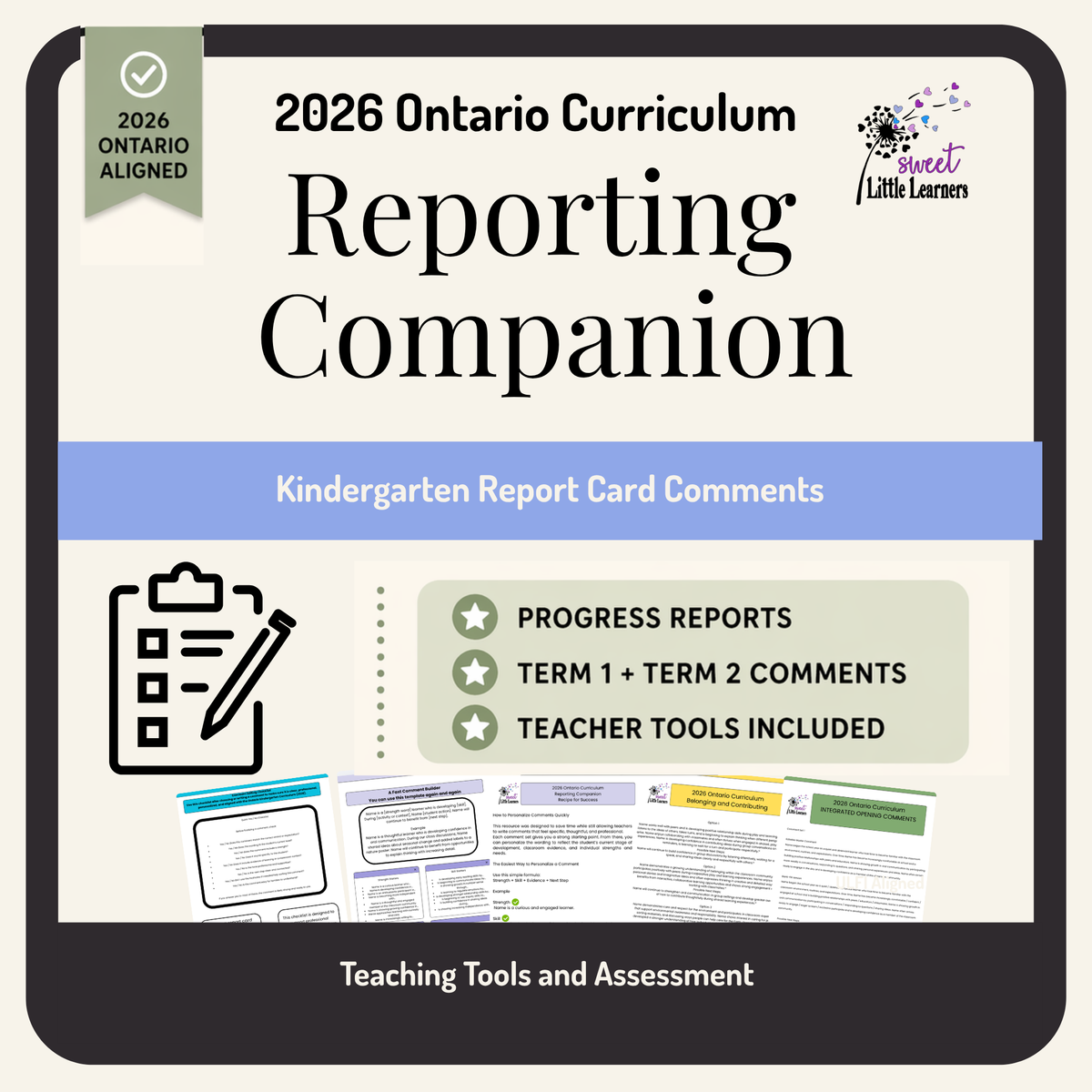 2026 Ontario Kindergarten Reporting Companion | Report Card Comments w ...
