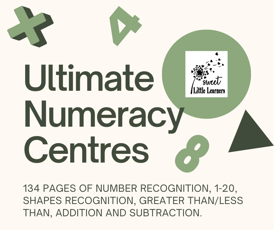INSTANT NUMERACY CENTRES- Kindergarten, = , +, -, numbers 1-2 – Sweet ...