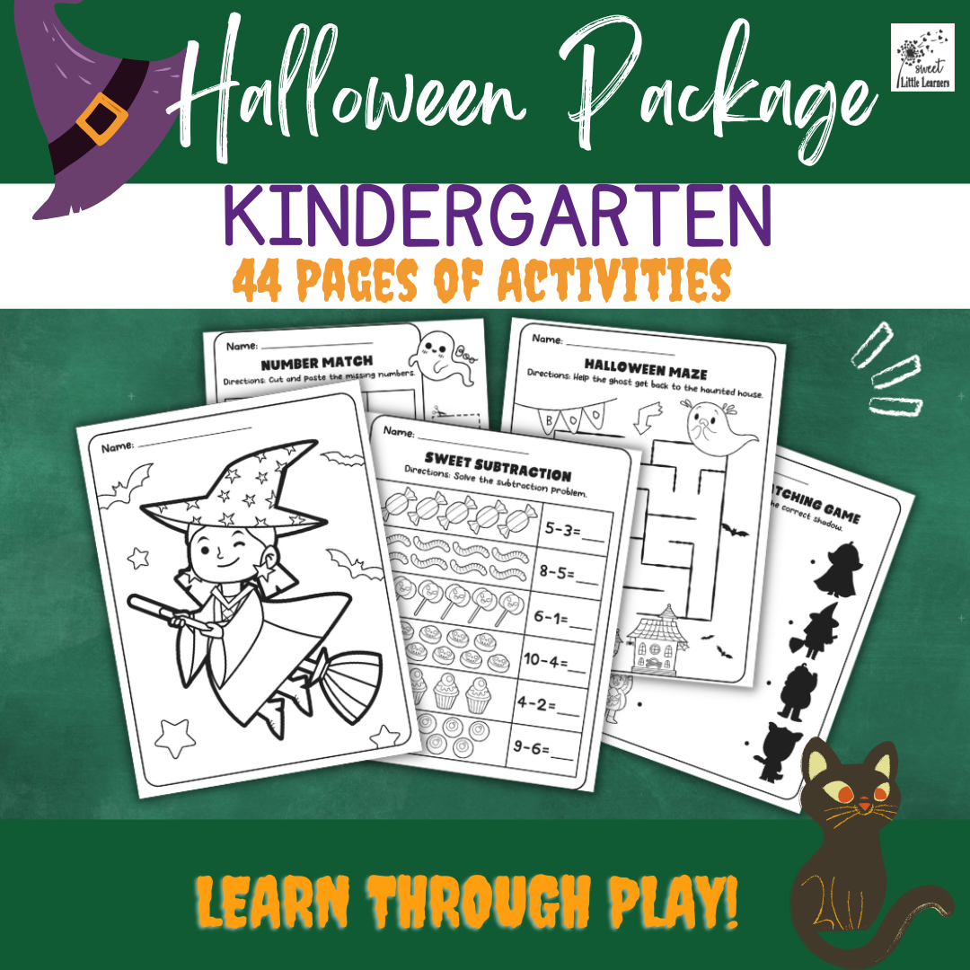 Kindergarten and Grade ONE HALLOWEEN ACTIVITY BOOK- 44 pages of SPOOKY ...
