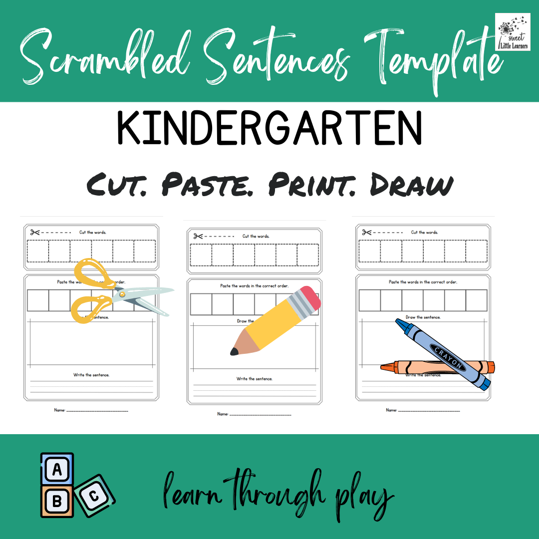 Scrambled Sentences Literacy Activity/Kindergarten/ Cut, Paste, Write ...