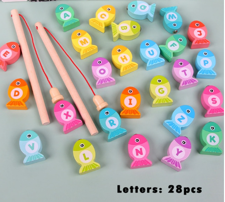 Kindergarten and Pre-School Wooden Fishing Game - Alphabet and Numbers ...