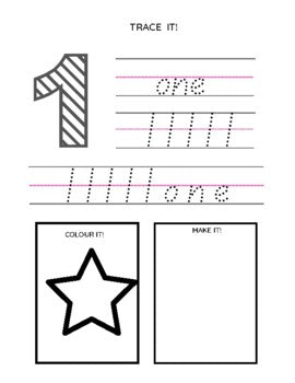 Number Cards, Trace It, Colour it, Make it. Numbers 1-10 – Sweet Little ...