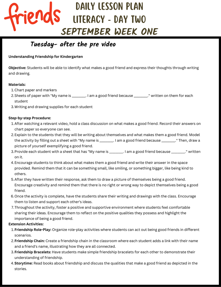 First Full Month of Kindergarten Lesson Plans for September | Ontario ...