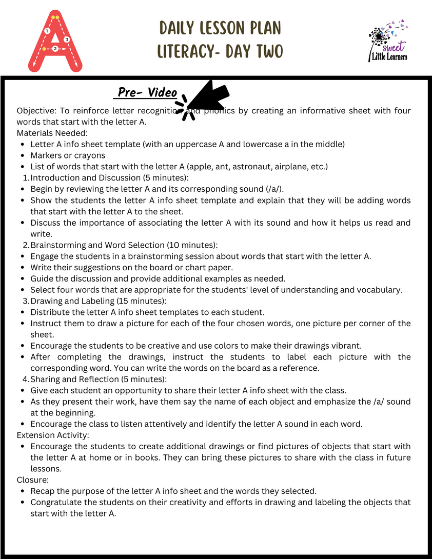 Letter 'A' Inquiry for Kindergarten: Sweet Little Readers' Learn to RE ...