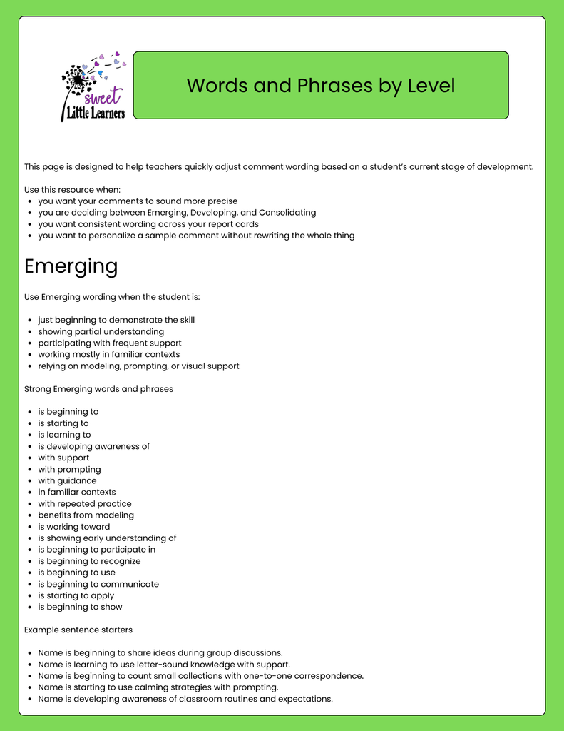 Ontario FDK 2026 Curriculum Bundle- LRP, Reporting, Checklist – Sweet ...