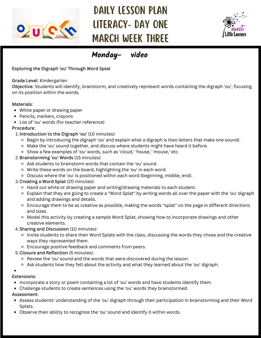 Full Month of Kindergarten: Lesson Plans , Activities, Printables ...