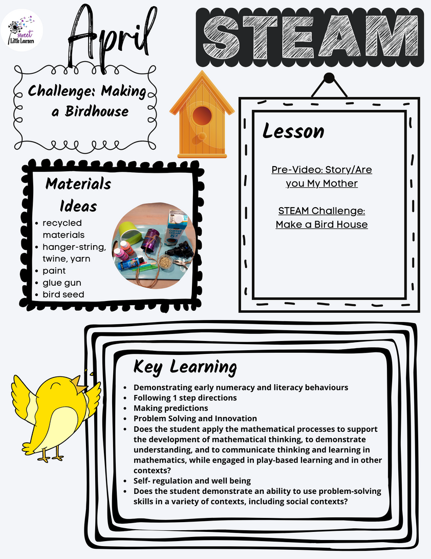 April STEAM Challenges for Ontario FDK & US Common Core Kindergarten ...