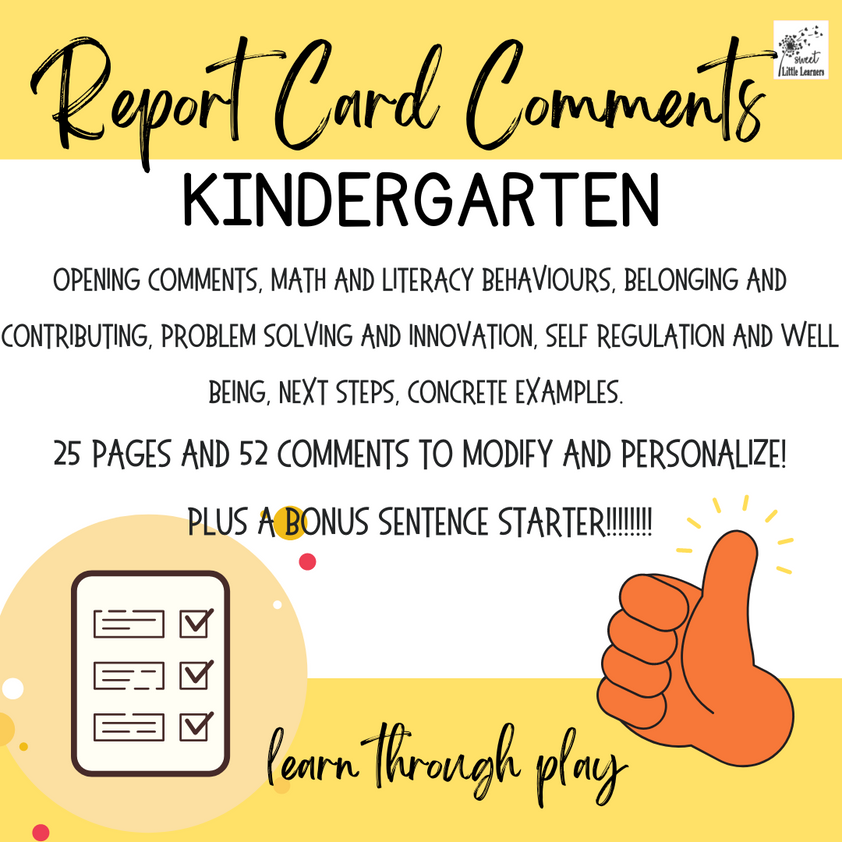 Gigantic Report Card Package- 4 pillars FDK Ontario Report card commen ...